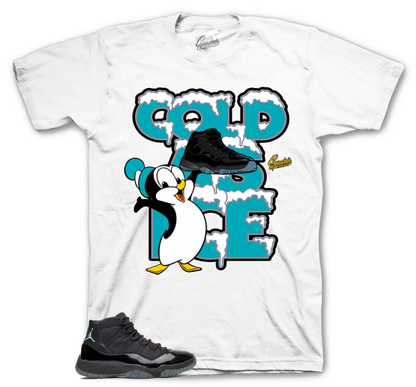 Sneaker tees match Jordan 11 Gamma Blue | Cold as ice Design