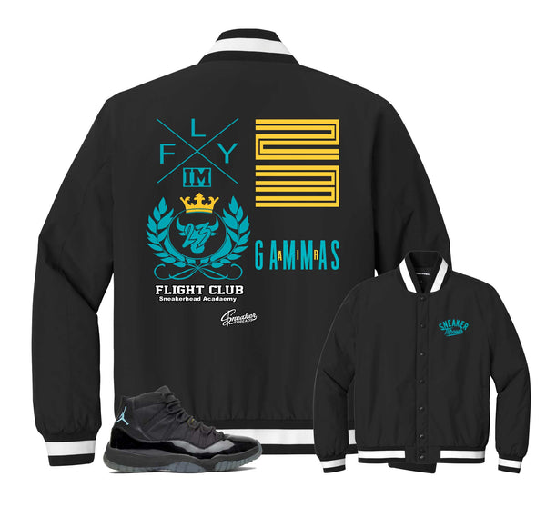 Varsity jackets to match Jordan 11 Gamma Blue | Flight Jacket