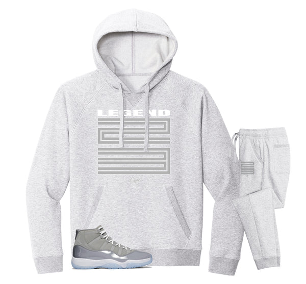 Hoodie & Jogger Set Match Jordan 11 Cool Grey Outfits | shield sweatsuit