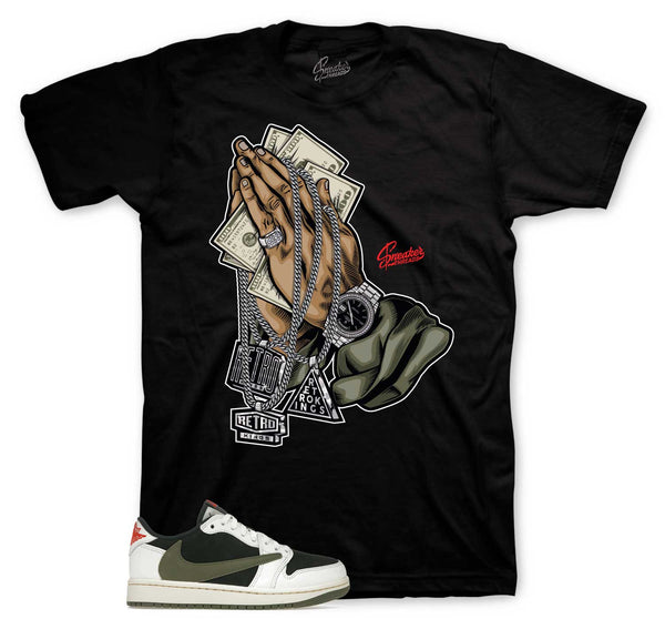 Retro 1 Olive Travis Scott Tees & Outfits Match Sneaker
